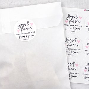 Hugs & Kisses From A Social Distance, Wedding Thank You Stickers, Party ...