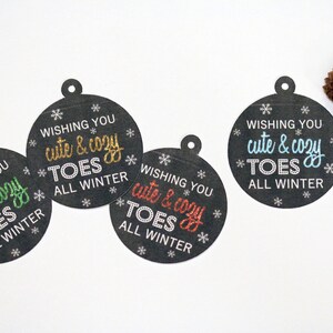 Christmas Sock Gift Tags and Nail Polish Tags, Cute and Cozy Toes ...