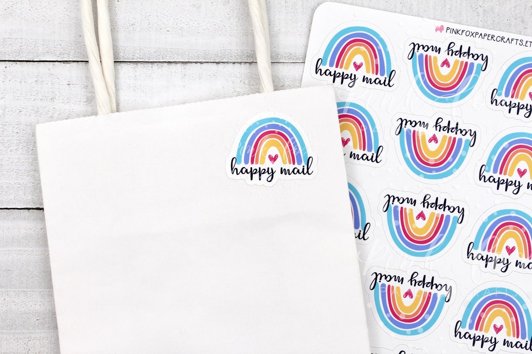 Happy Mail Rainbow Sticker, Cute Rainbow Stickers, Thank You for ...