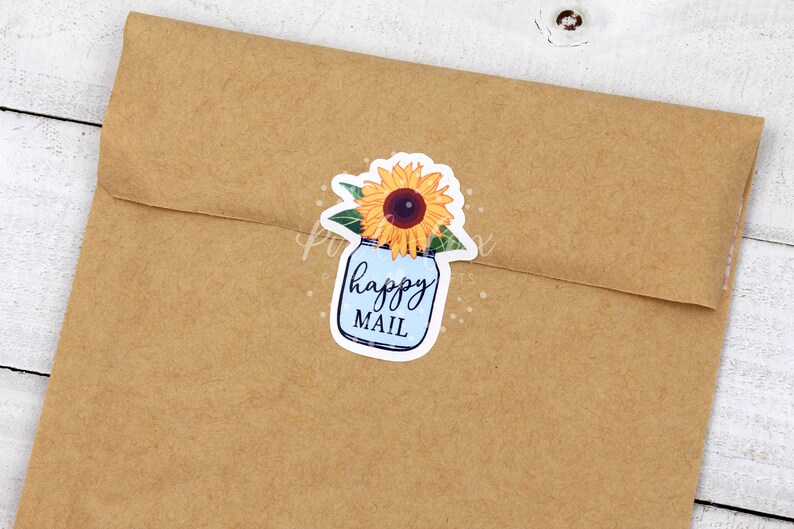 Sunflower Mason Jar Stickers Happy Mail Sunflower Sticker - Etsy
