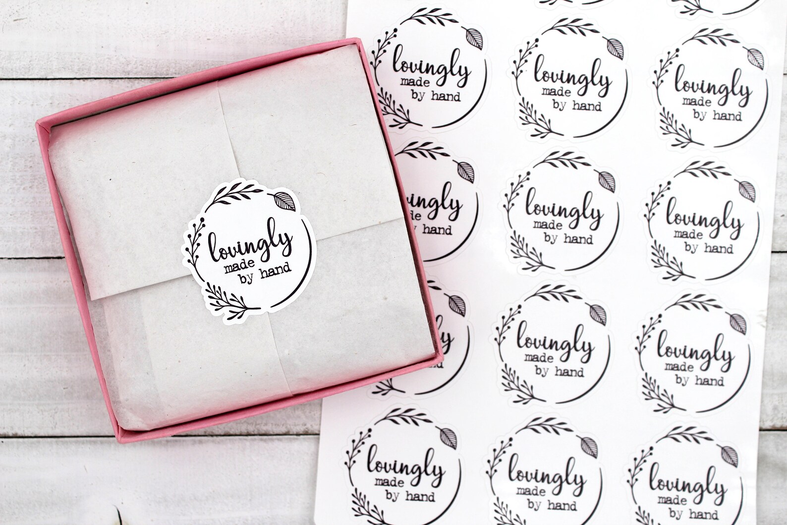 Lovingly Made by Hand, Etsy Sticker, Handmade Gift, Shipping Sticker ...