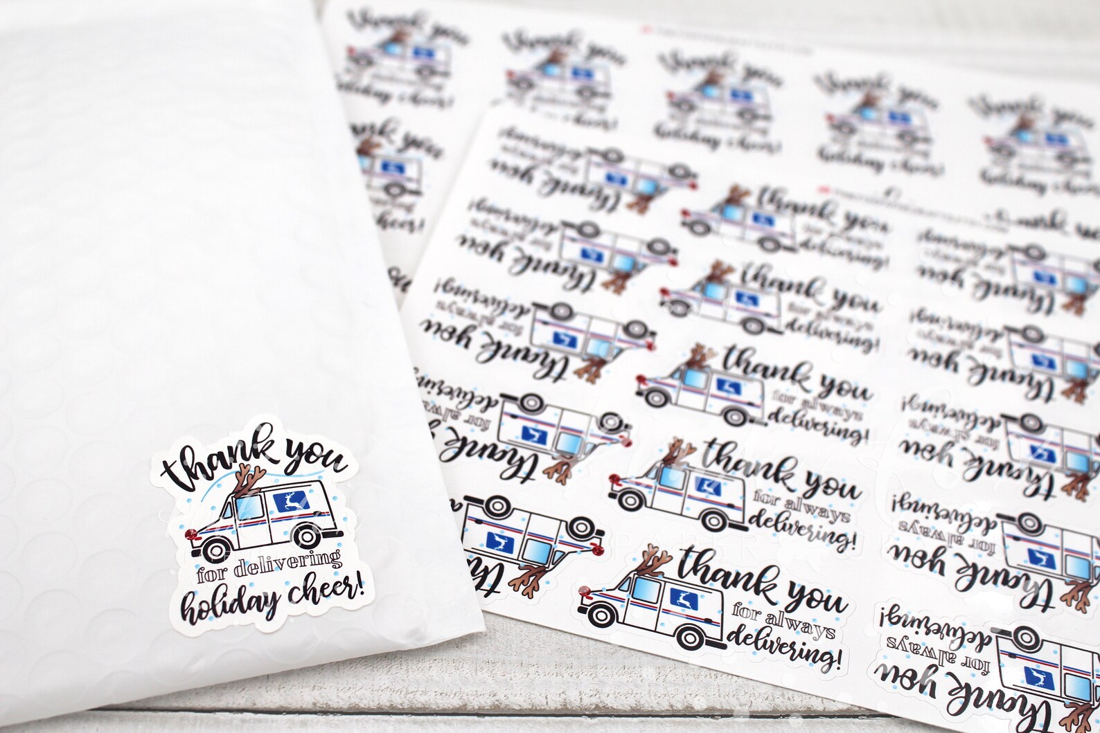 Holiday Thank You USPS Stickers Mail Carrier Mailman Postal | Etsy
