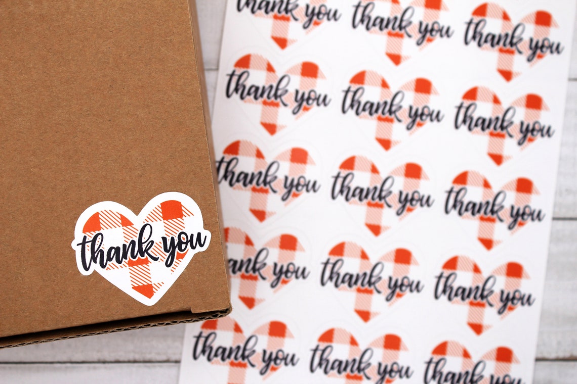 Fall Heart Thank You Sicker Happy Mail Stickers Orange - Etsy