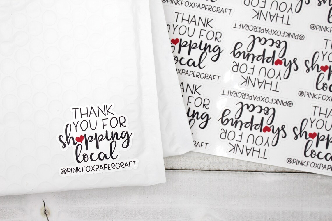 Thank You for Shopping Local Sticker, Thank You Stickers for Small ...