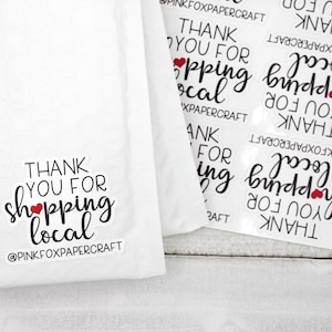 Thank You for Shopping Local Sticker, Thank You Stickers for Small ...