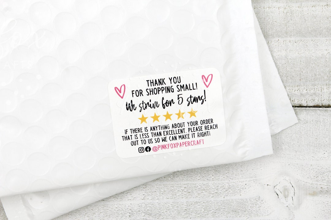 We Strive for Five Stars, Thank You for Shopping Small Review Sticker ...