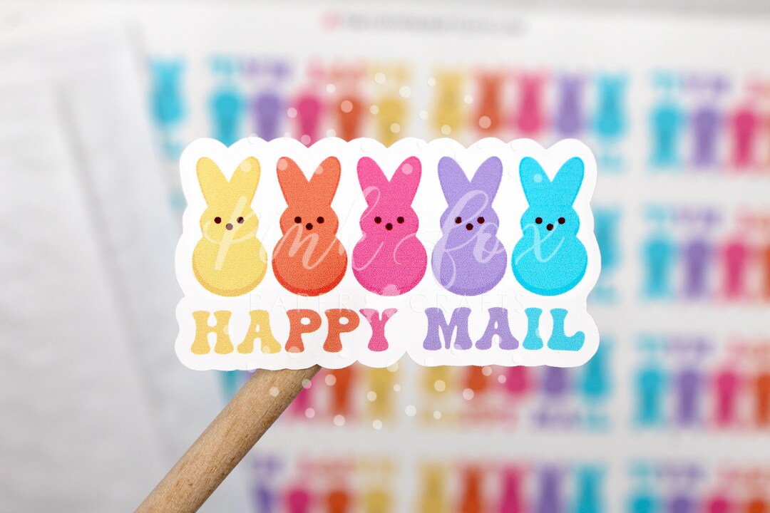 Happy Mail Easter Peeps, Easter Bunny Peep Sticker, Shop Small Sticker ...