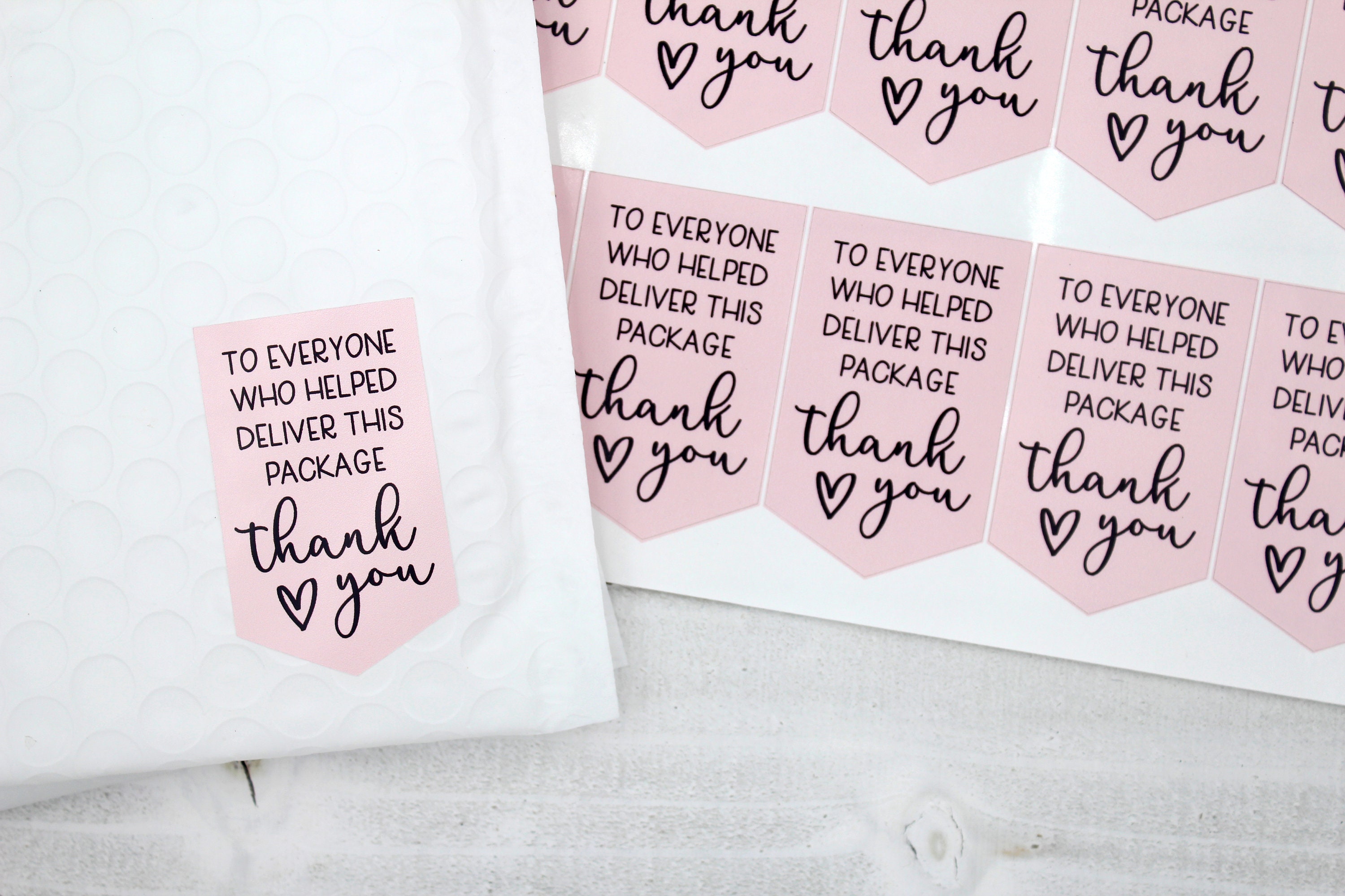 Pink Sticker to Everyone Who Helped Deliver This Package - Etsy
