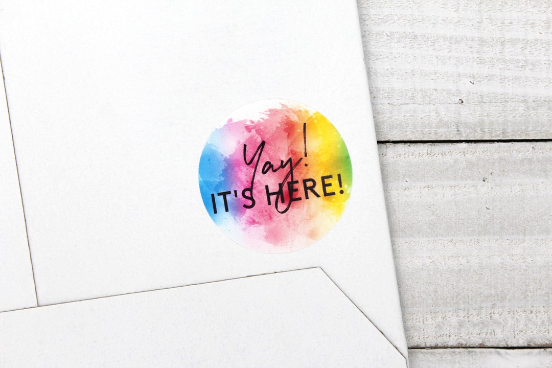 Yay It's Here, Rainbow Sticker, Happy Mail Small Shop Sticker, Thank ...