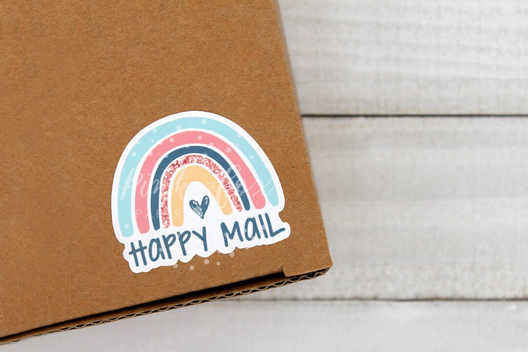 Happy Mail Rainbow Stickers, Thank You for Shopping Small, Supporting ...