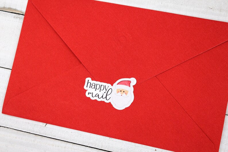Santa Happy Mail Stickers, Christmas Card Sticker, Holiday Small ...