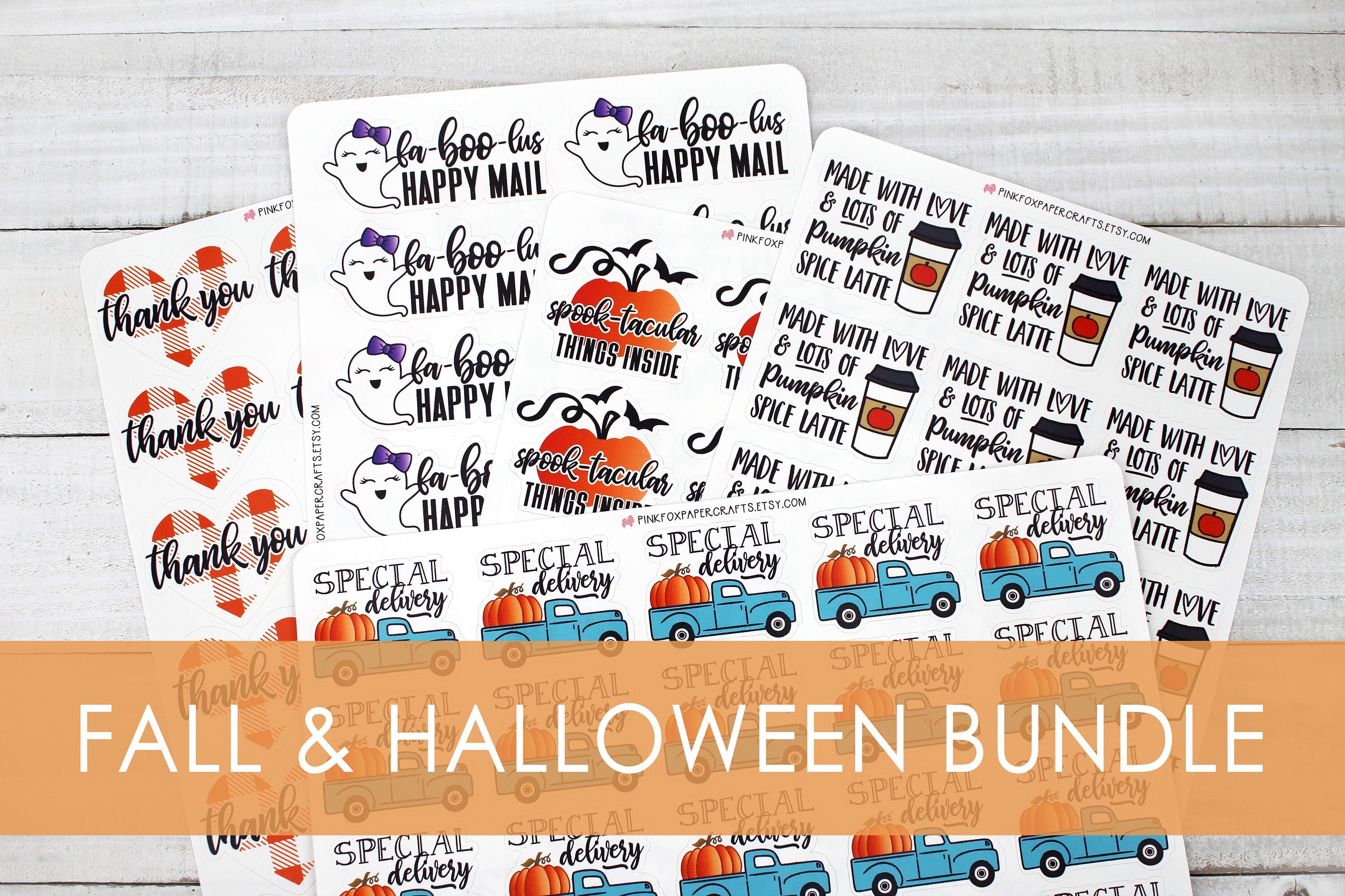 Fall & Halloween Sticker Bundle Happy Mail Sticker Set Thank | Etsy