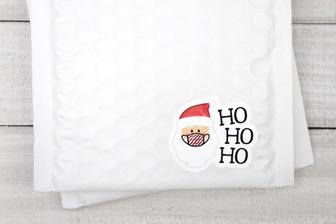Santa Face Mask Ho Ho Ho Stickers Happy Mail Stickers | Etsy