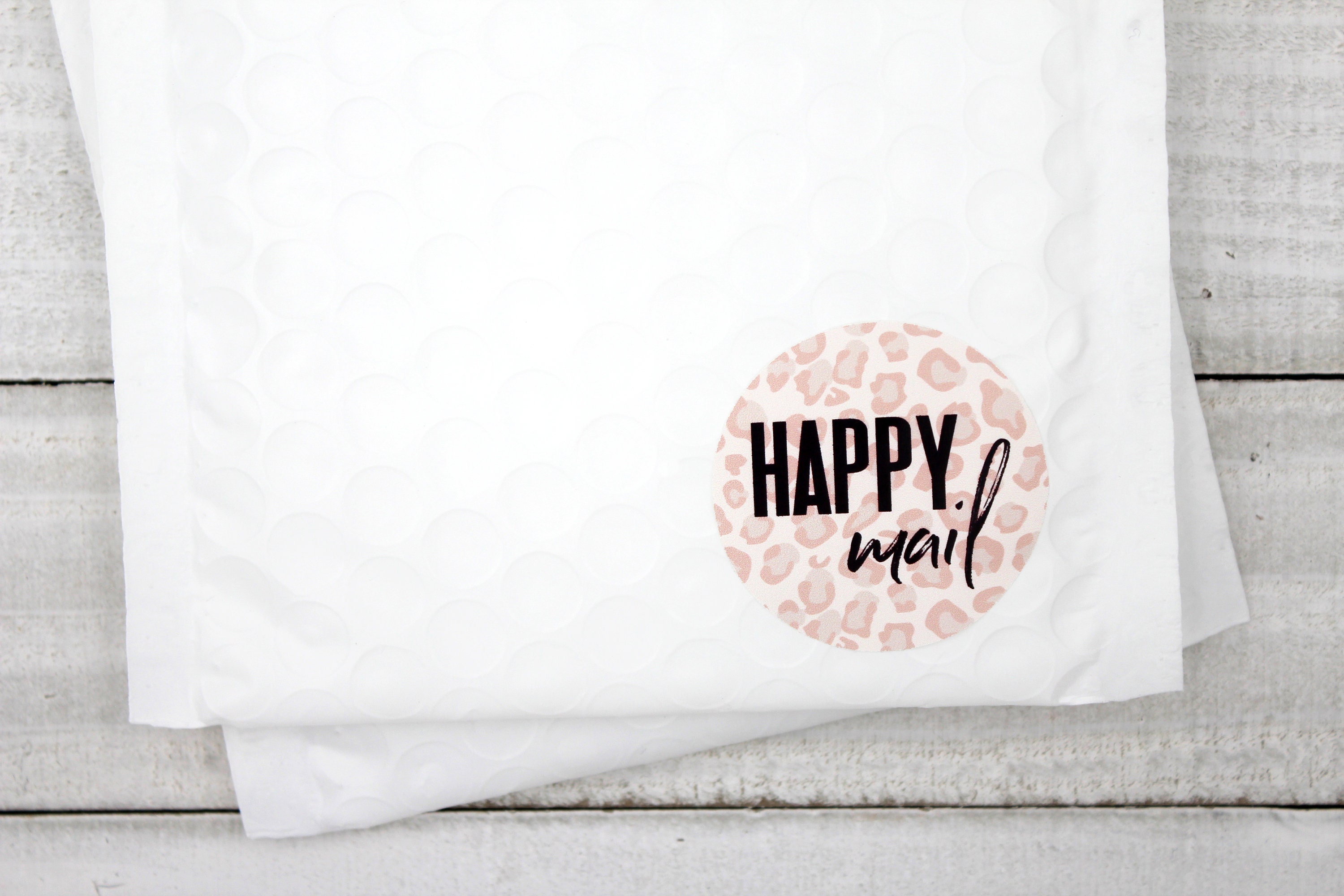 Happy Mail Leopard Sticker Pink Mauve Happy Mail Packaging | Etsy