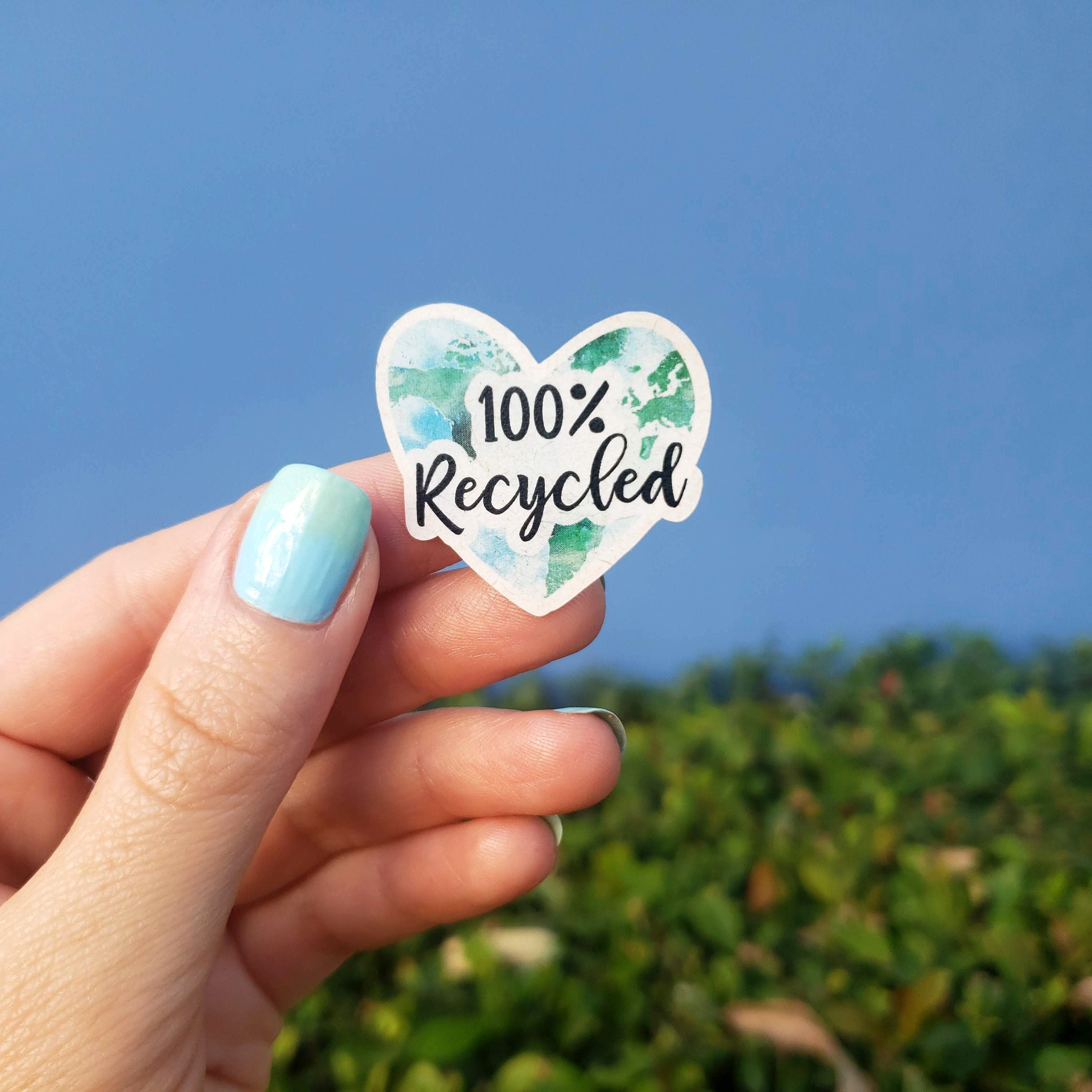 100% Recycled Stickers Heart Shape Earth Packaging Sticker | Etsy