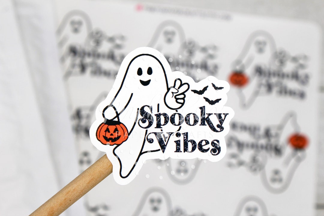 Spooky Vibes, Groovy Peace Ghost Halloween Sticker, Retro Fall ...