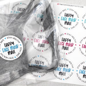 Happy Face Mask Mail Sticker, Stay Safe Stay Healthy, Handmade Face ...