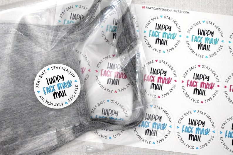 Happy Face Mask Mail Sticker Stay Safe Stay Healthy Handmade - Etsy