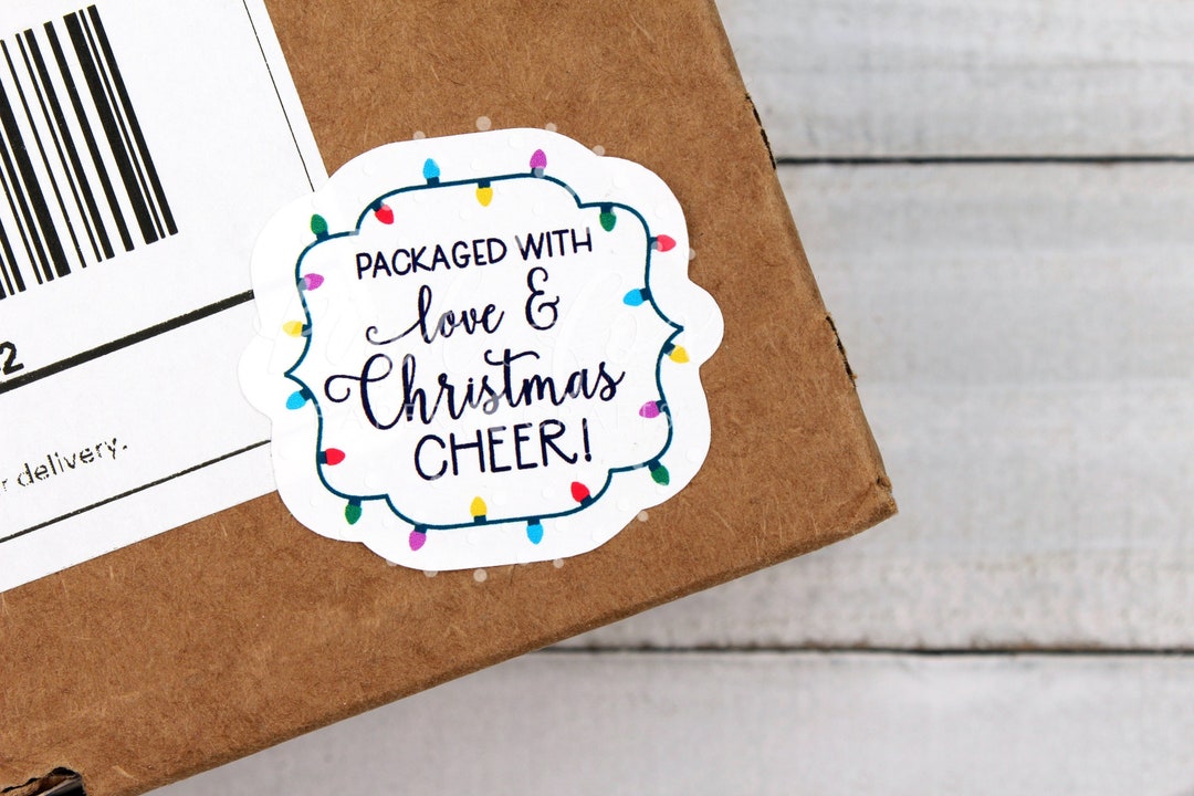 Packaged With Love & Christmas Cheer Stickers, Christmas Thank You ...