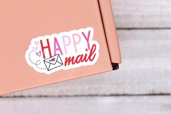 Happy Mail Stickers Sent With Love Cute Hearts Mail Sticker | Etsy
