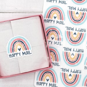Happy Mail Rainbow Stickers, Thank You for Shopping Small, Supporting ...