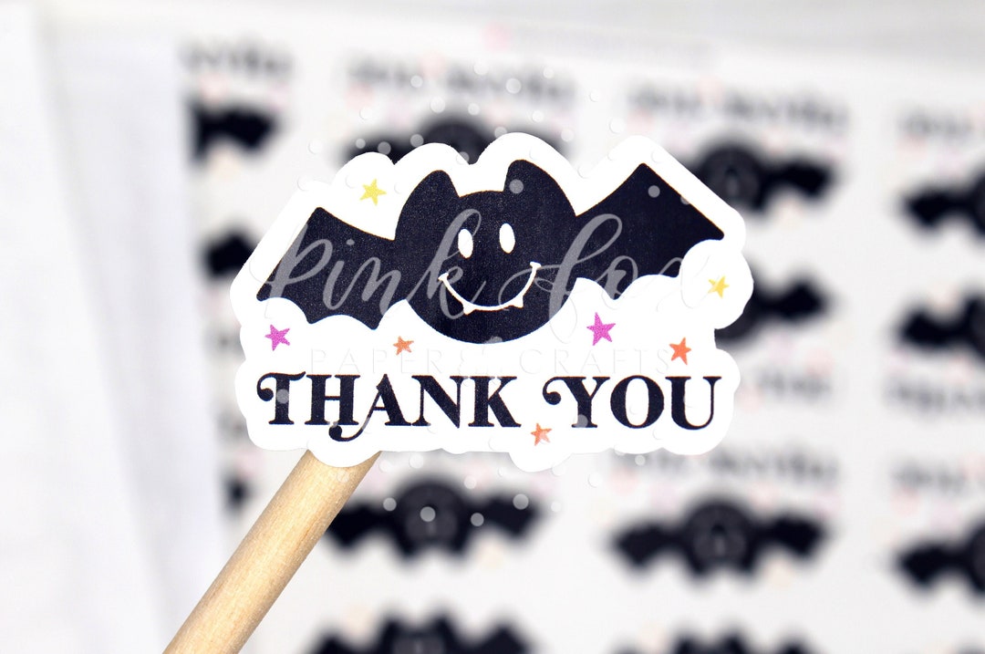 Smiley Bat Thank You Stickers, Halloween Fall Stickers, Happy Mail ...