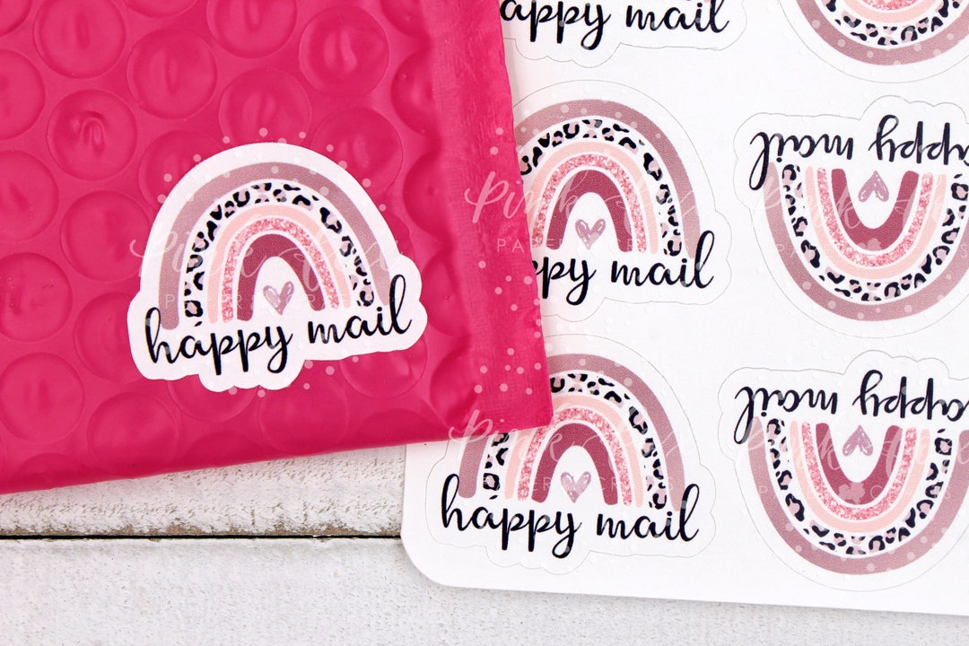 Happy Mail Rainbow Sticker, Pink Rainbow Sticker, Thank You for ...