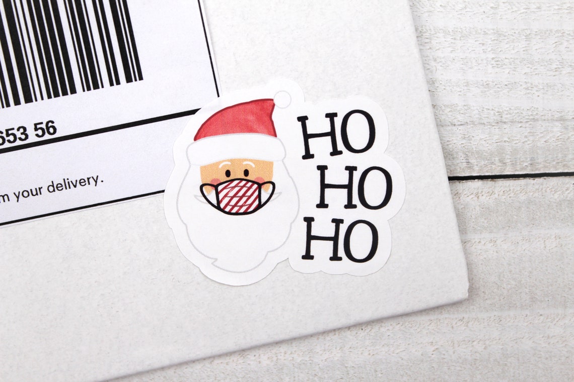 Santa Face Mask Ho Ho Ho Stickers Happy Mail Stickers - Etsy