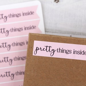 Pretty Things Inside Stickers, Pink Happy Mail Sticker, Thank You for ...