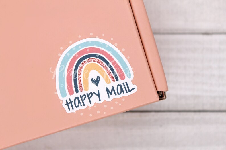 Happy Mail Rainbow Stickers, Thank You for Shopping Small, Supporting ...