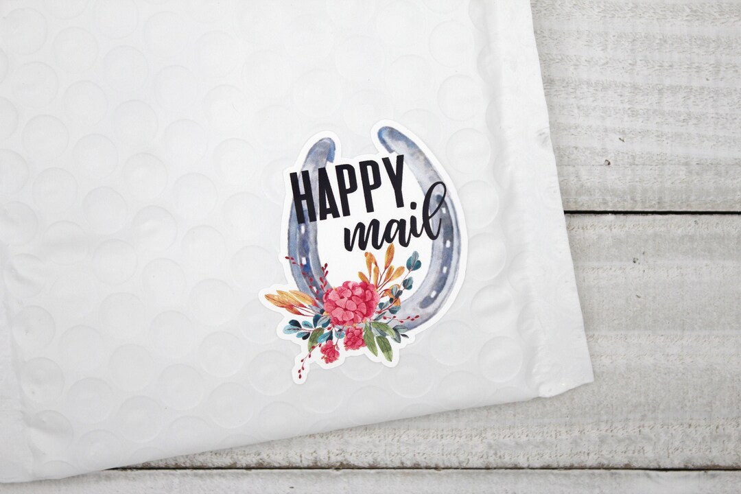 Horseshoe Flowers Happy Mail Stickers, Equestrian Floral Sticker, Thank ...