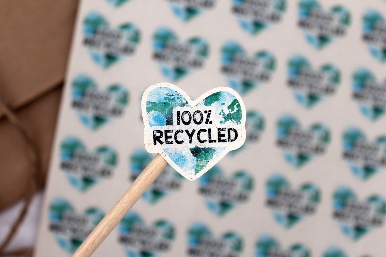 100% Recycled Stickers Heart Shape Earth Packaging Sticker | Etsy