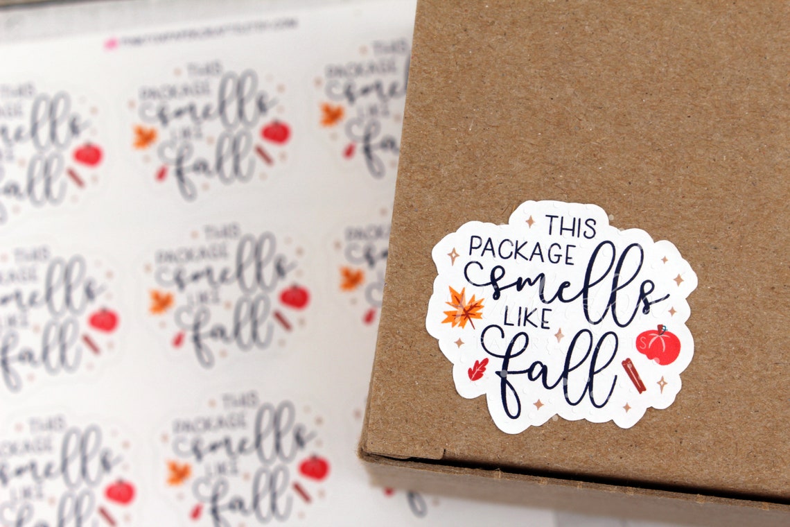 This Package Smells Like Fall Happy Mail Stickers Essential - Etsy