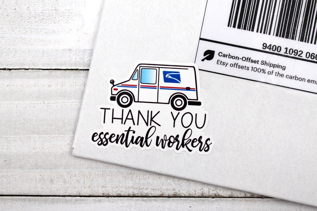 Thank You Essential Worker Sticker, Postal Worker USPS Driver, Mail ...