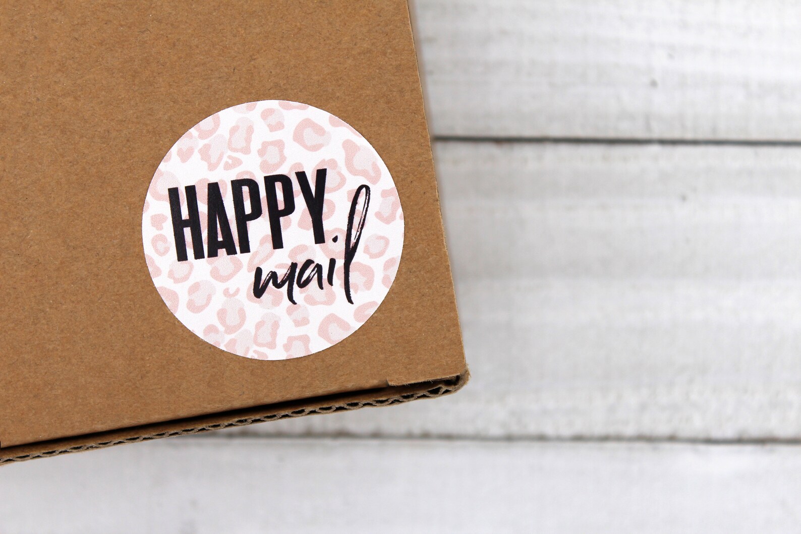 Happy Mail Leopard Sticker, Pink Mauve Happy Mail Packaging Label ...