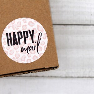 Happy Mail Leopard Sticker Pink Mauve Happy Mail Packaging - Etsy