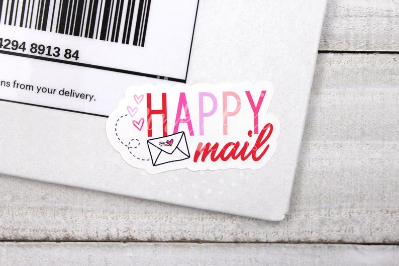 Happy Mail Stickers Sent With Love Cute Hearts Mail Sticker - Etsy