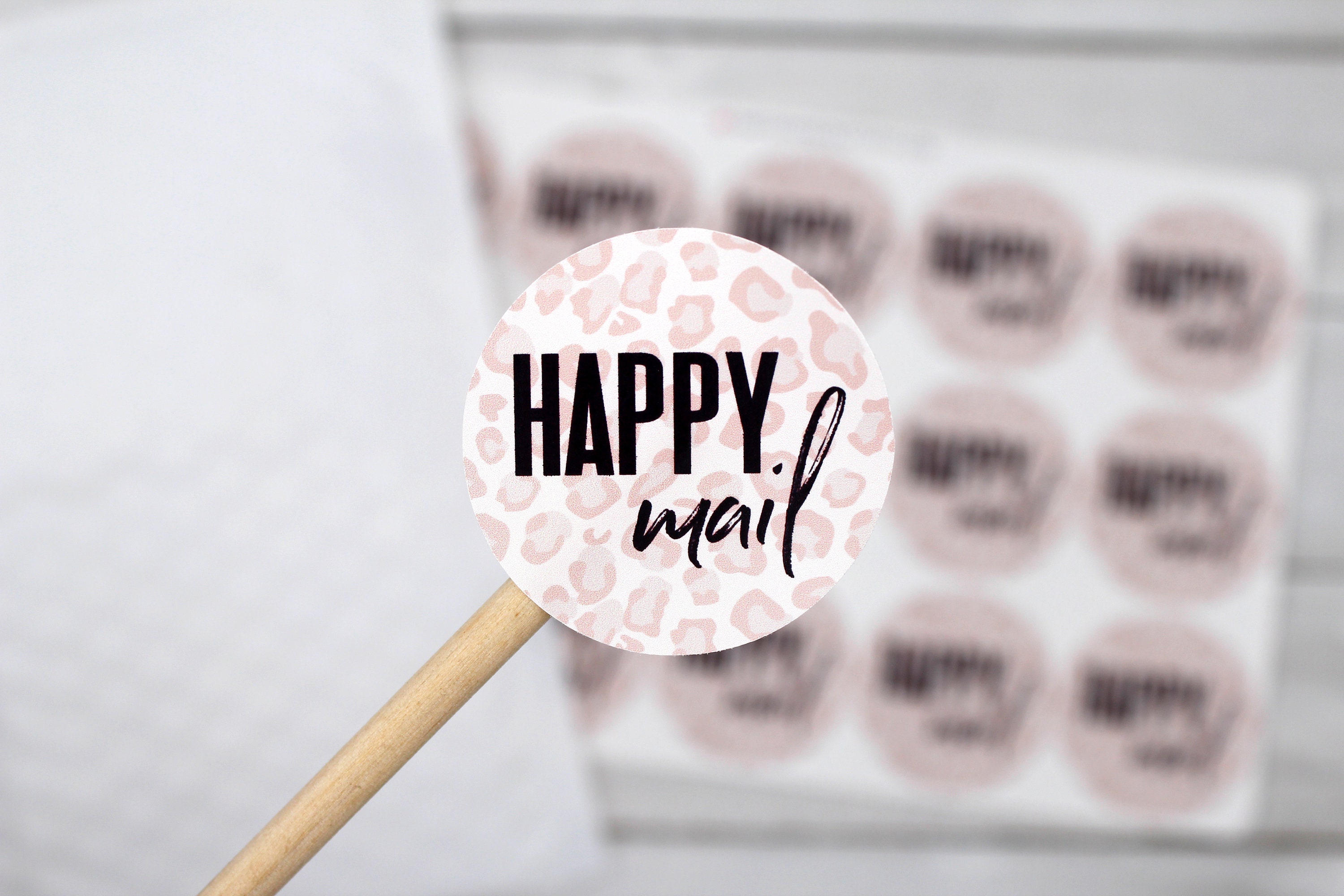 Happy Mail Leopard Sticker Pink Mauve Happy Mail Packaging | Etsy