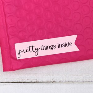 Pretty Things Inside Stickers, Pink Happy Mail Sticker, Thank You for ...