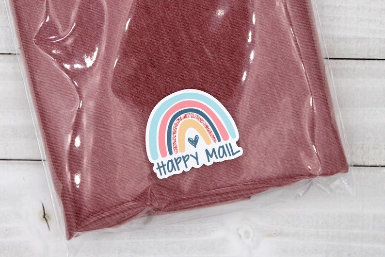 Happy Mail Rainbow Stickers Thank You For Shopping Small | Etsy