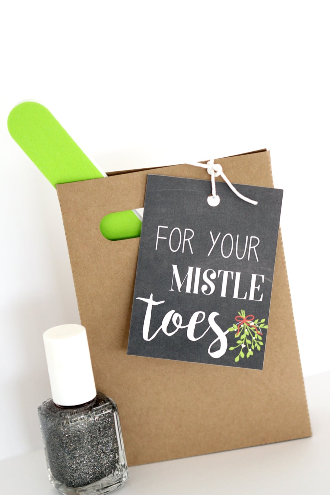 For Your Mistle Toes Christmas Holiday Tags, Xmas Nail Polish Gift Bag ...