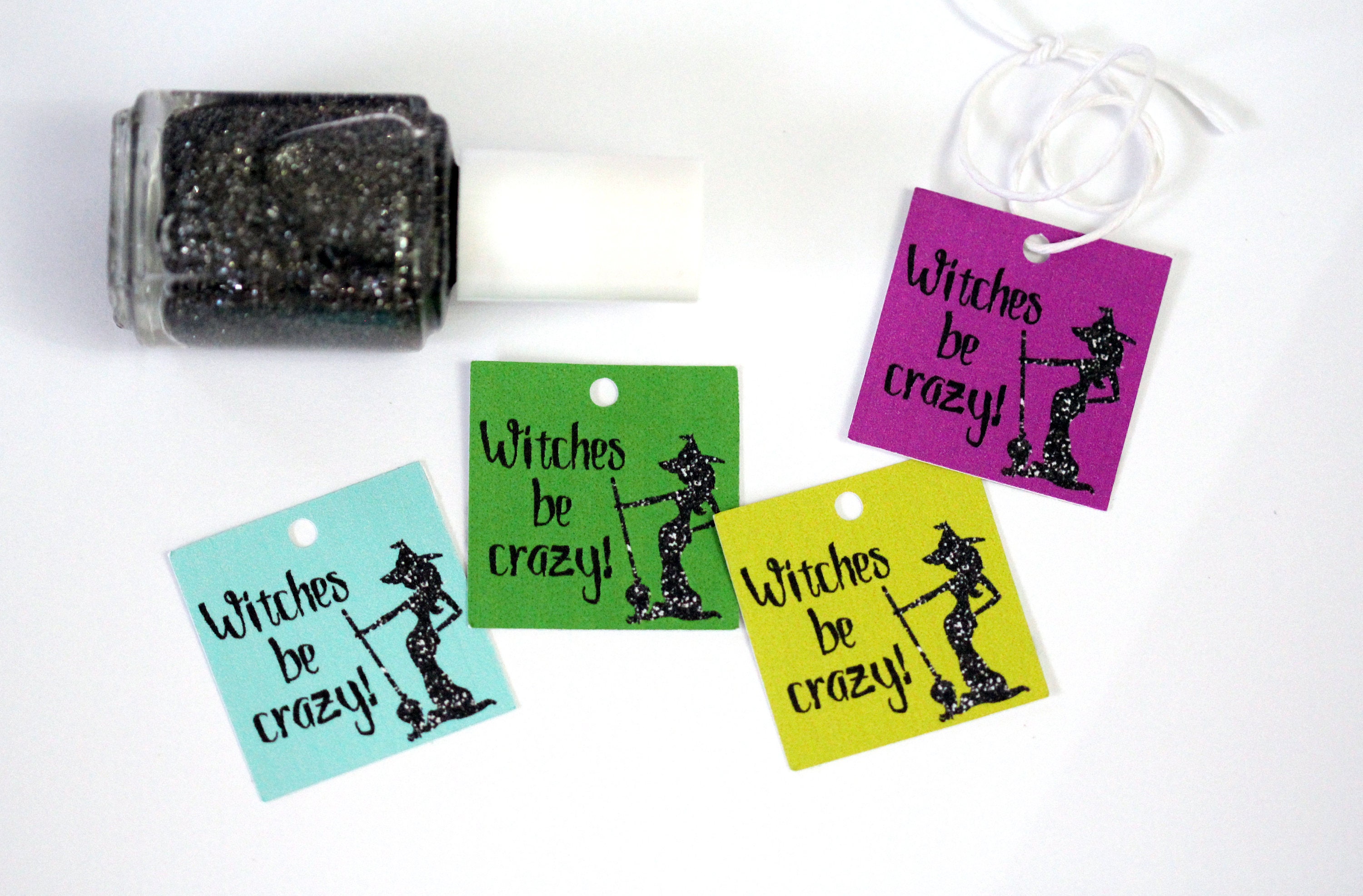 Witches Be Crazy Gift Tags, Happy Halloween Favor Tags, Witch Halloween ...