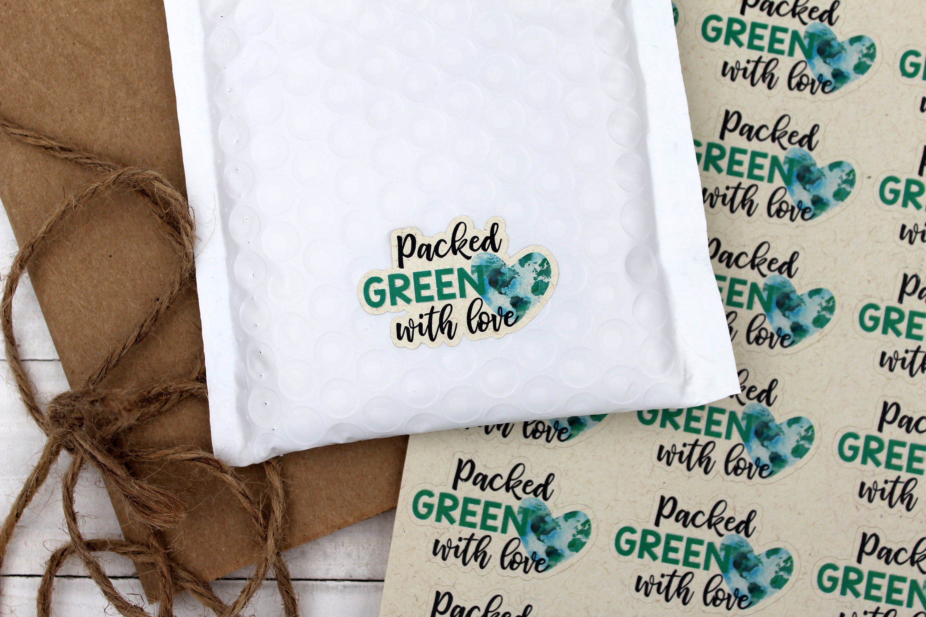 Packed Green With Love Recycled Packing Stickers Reused - Etsy