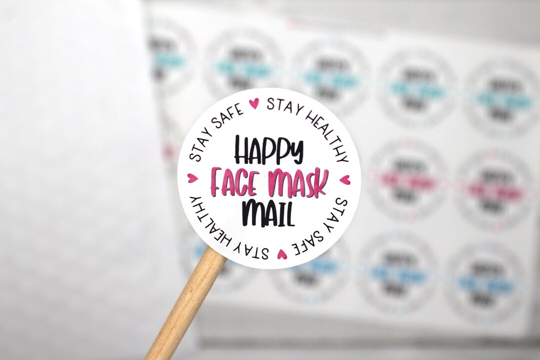Happy Face Mask Mail Sticker, Stay Safe Stay Healthy, Handmade Face ...