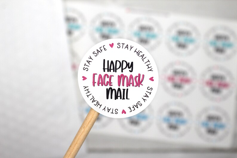Happy Face Mask Mail Sticker Stay Safe Stay Healthy Handmade - Etsy