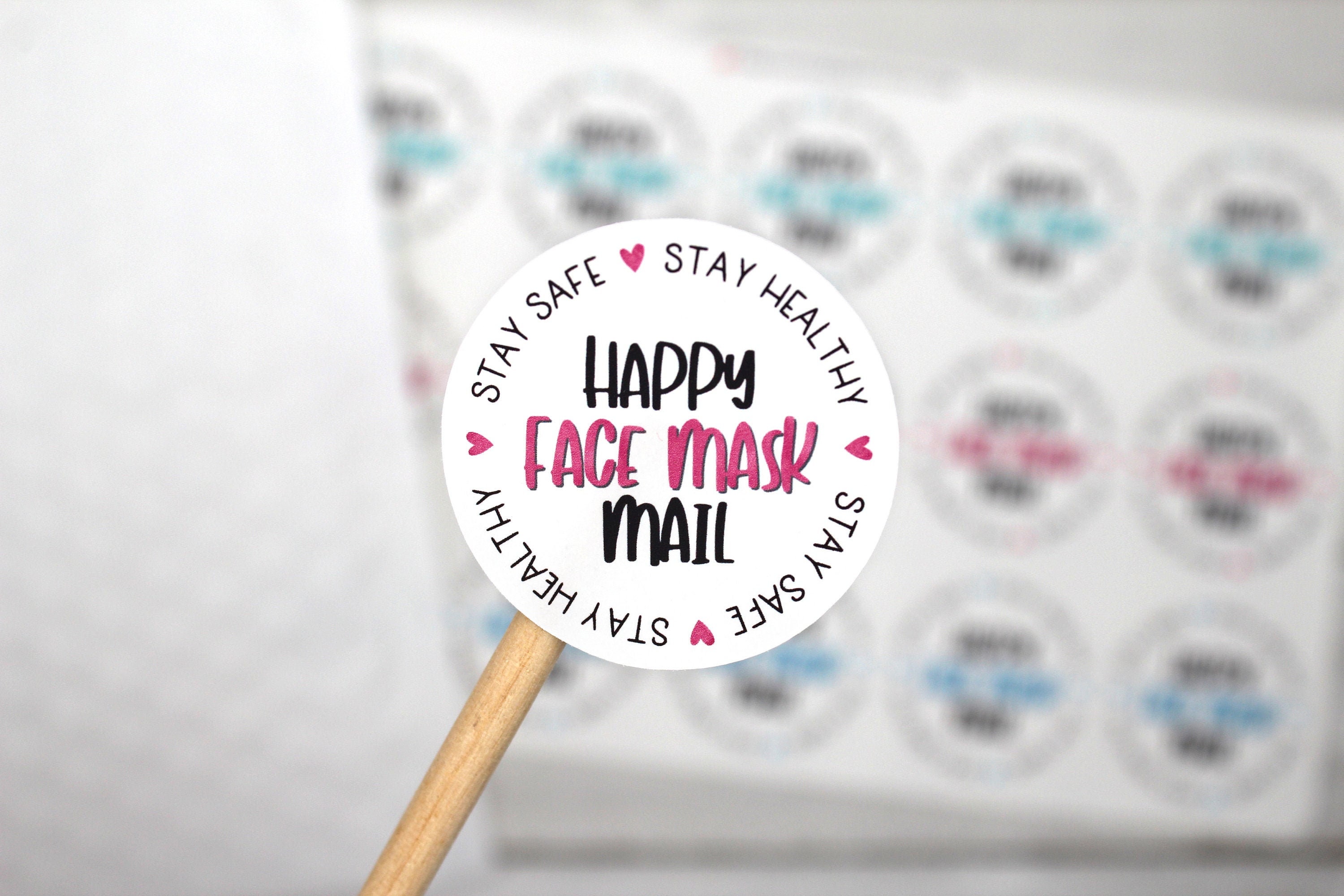 Happy Face Mask Mail Sticker Stay Safe Stay Healthy Handmade - Etsy