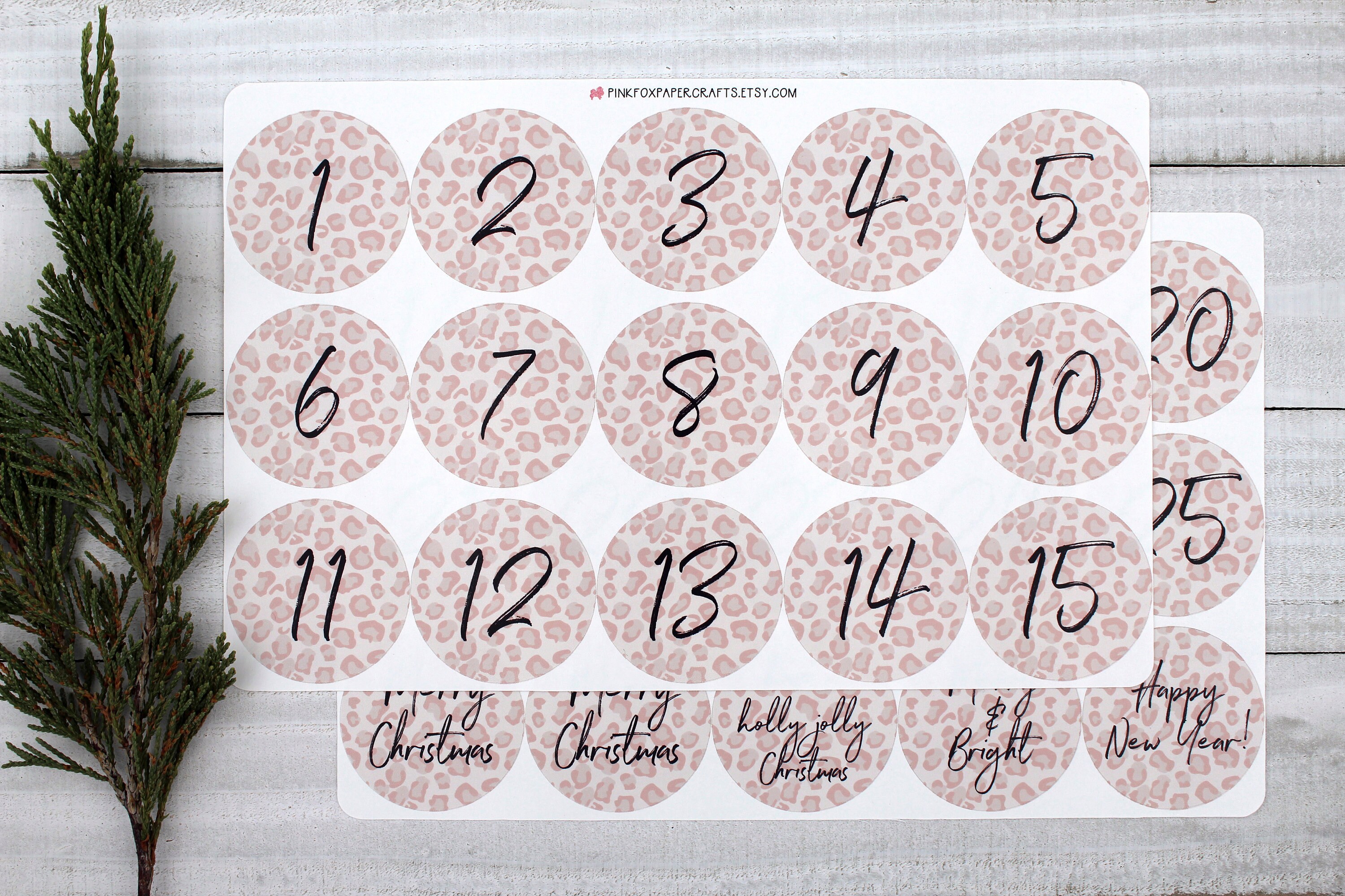 Advent Calendar Stickers, Leopard Print Number Stickers, Countdown to ...