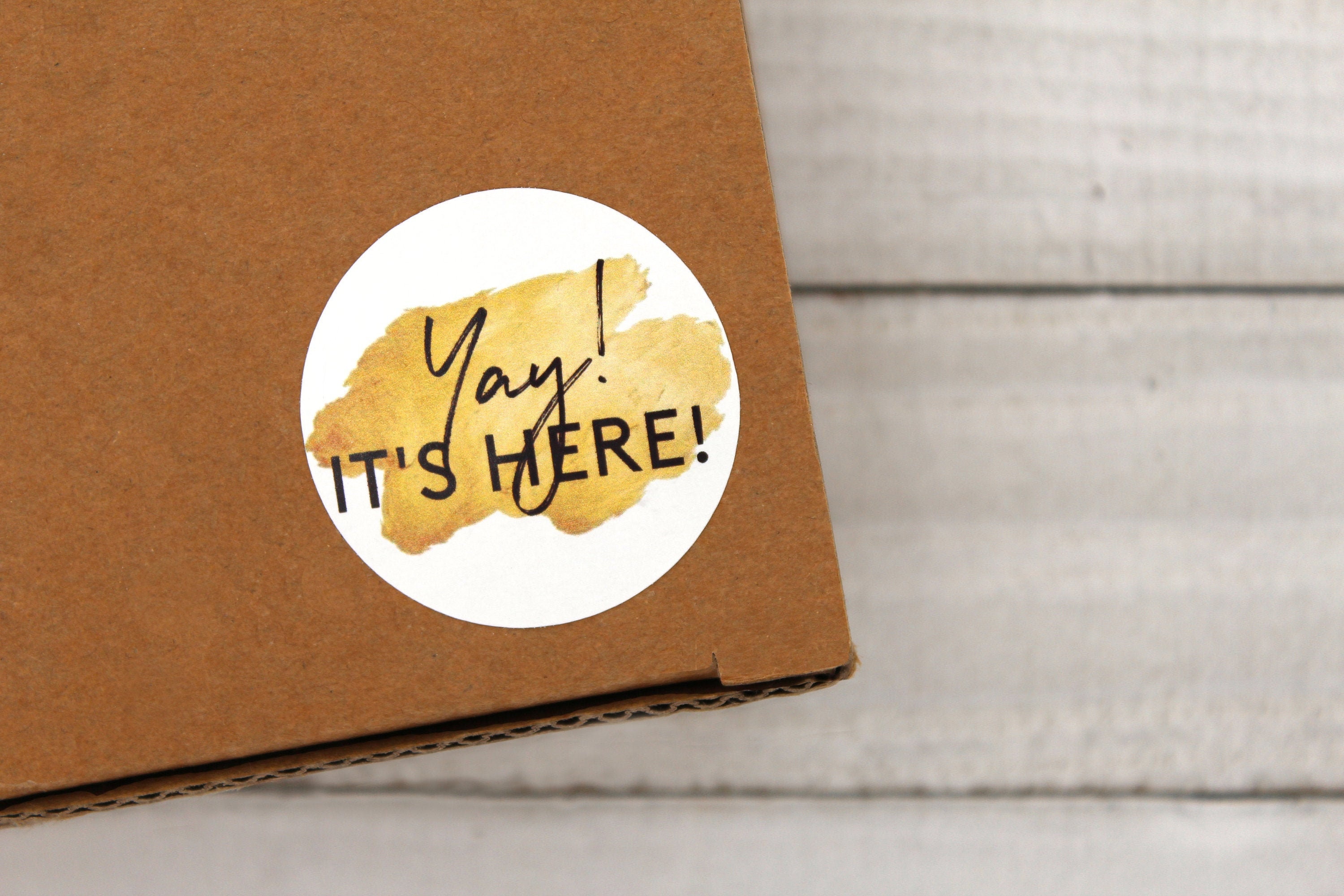 Yay It's Here Gold Sticker Happy Mail Small Shop | Etsy