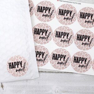 Happy Mail Leopard Sticker Pink Mauve Happy Mail Packaging - Etsy