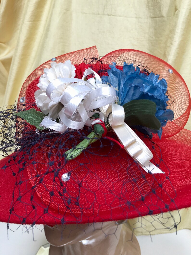 Vintage Red Wool Felt 'day at the Races' Church - Etsy